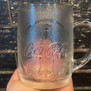 Coca Cola | Dining | 4 Set Cocacola Mugs Coffee Cups Clear Frosted Logo ...